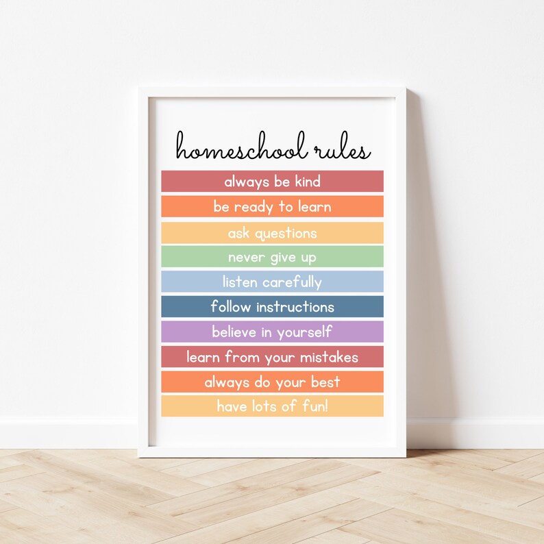 Homeschool Rules Poster, Homeschool Printables, Homeschool Wall Art ...