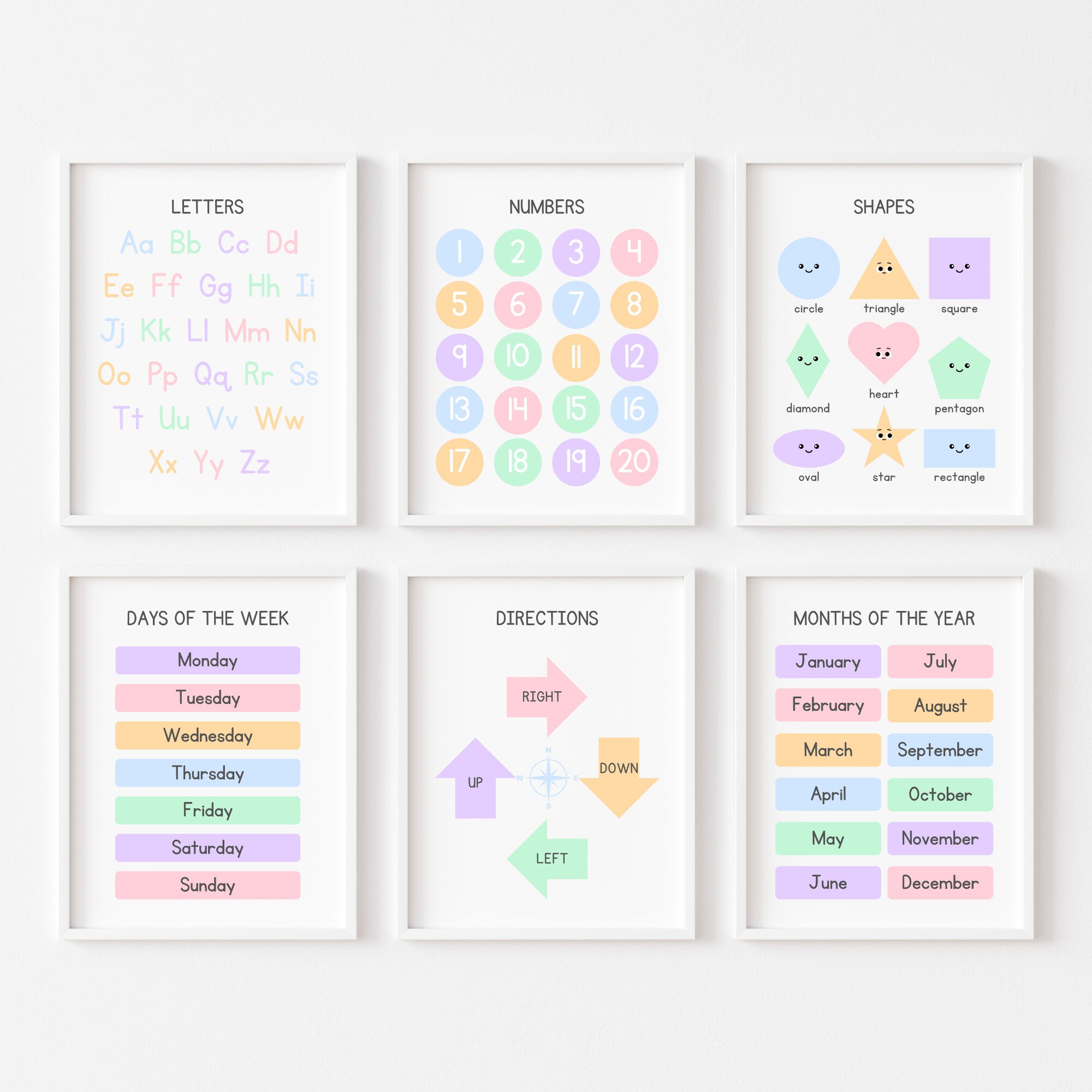 Set of 6 Educational Wall Art, Educational Posters, Classroom Posters ...