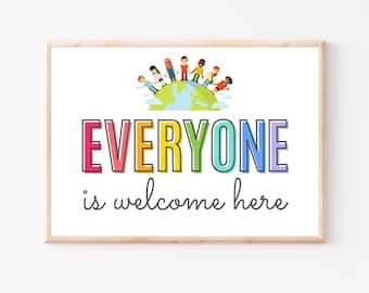 Everyone is Welcome Here, Classroom Poster, Inclusion Poster, Diversity ...