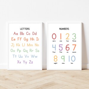 Set of 2 Educational Posters, Alphabet Poster, Letters Poster, Numbers ...