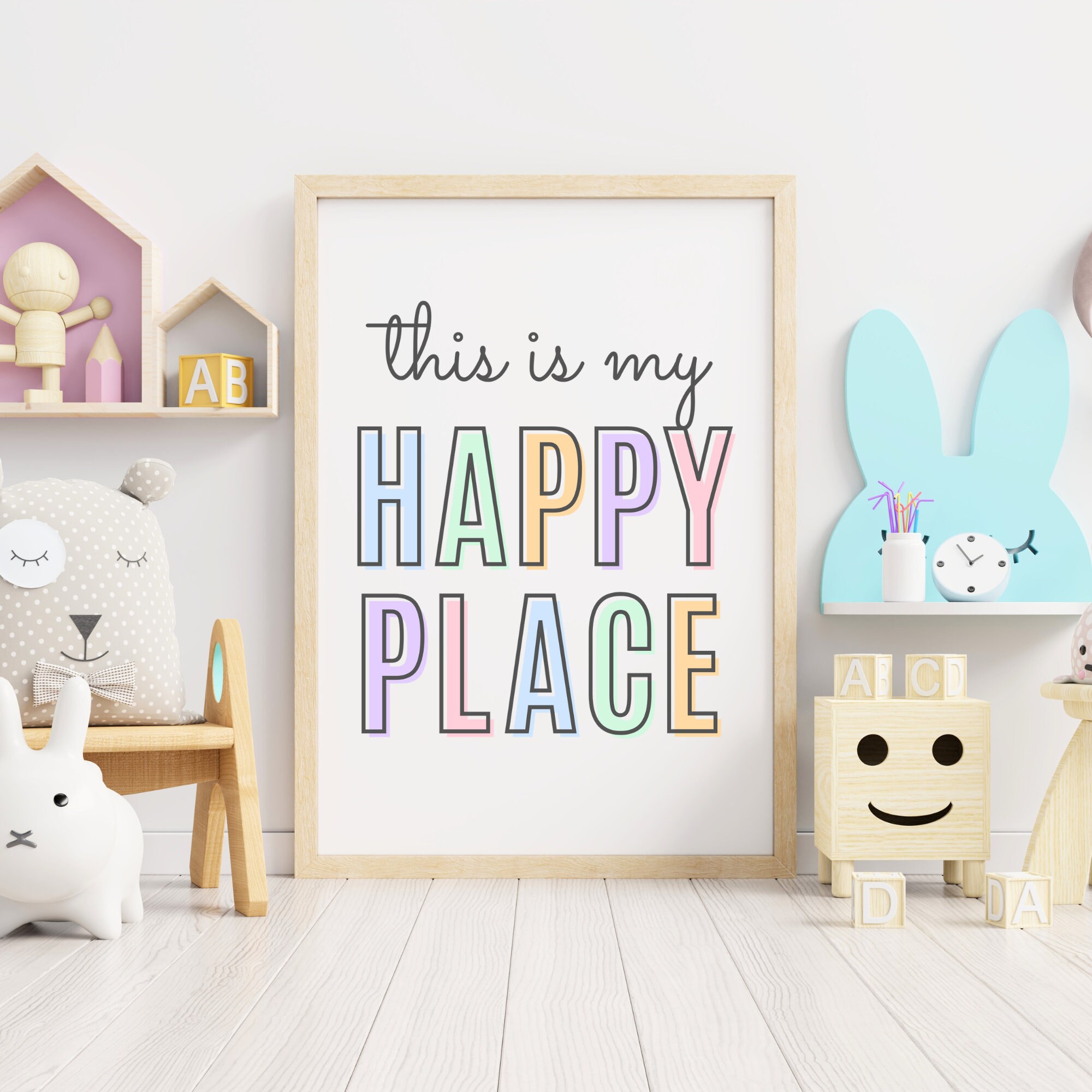 This is My Happy Place Print, Playroom Prints, Playroom Decor, Pastel ...