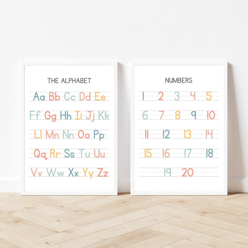 Alphabet Poster, Set of 2 Educational Posters, Handwriting Chart Print ...