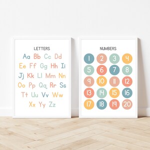 Set of 2 Educational Posters, Alphabet Poster, Letters Poster, Numbers ...