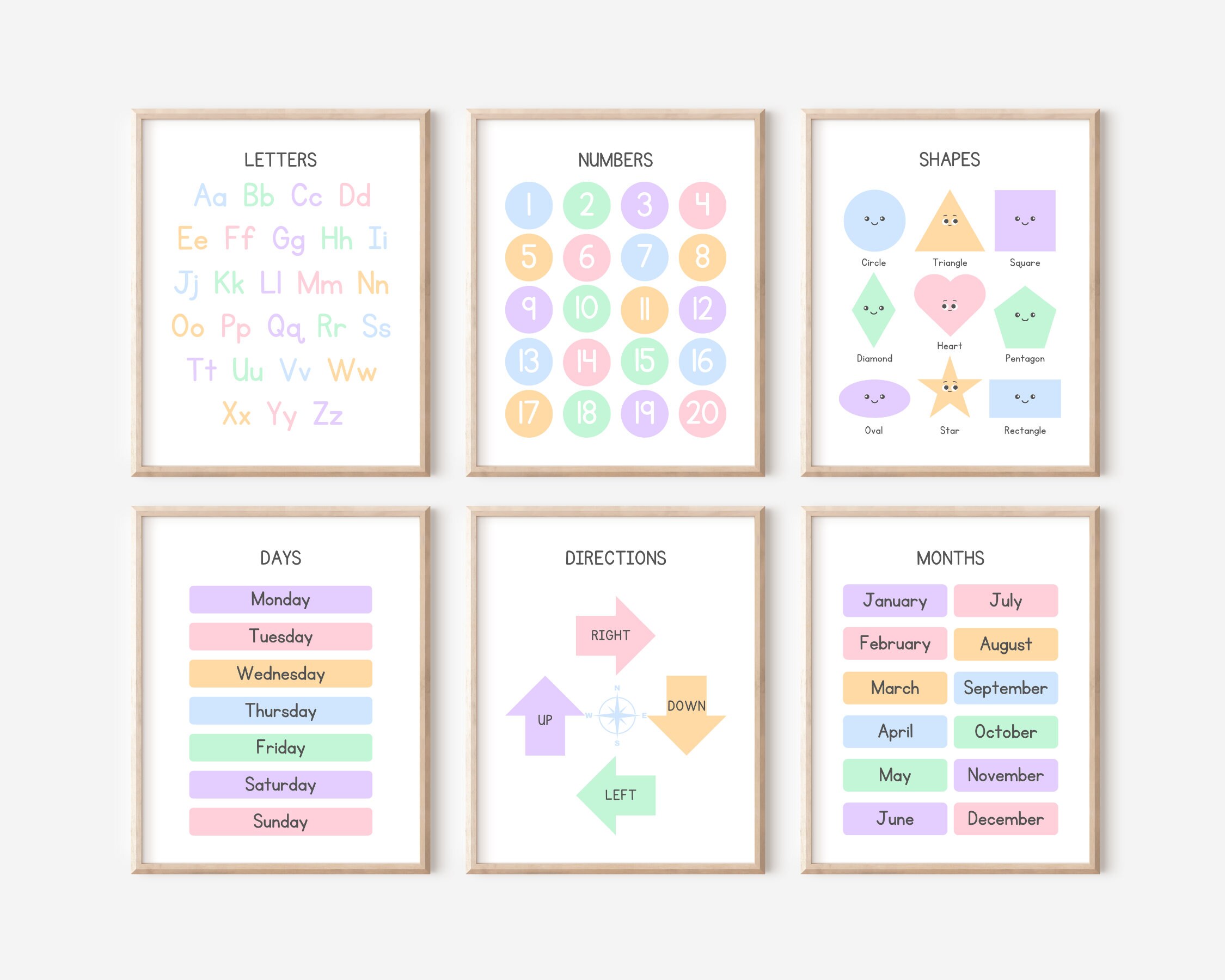 Set of 6 Educational Wall Art, Educational Posters, Classroom Posters ...