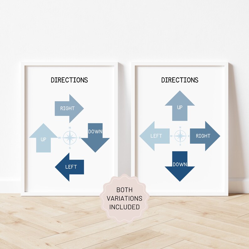 Set of 6 Educational Wall Art, Educational Posters, Blue Classroom ...