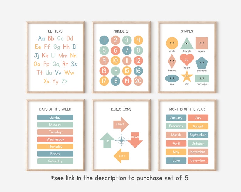 Set of 2 Educational Posters, Alphabet Poster, Letters Poster, Numbers ...