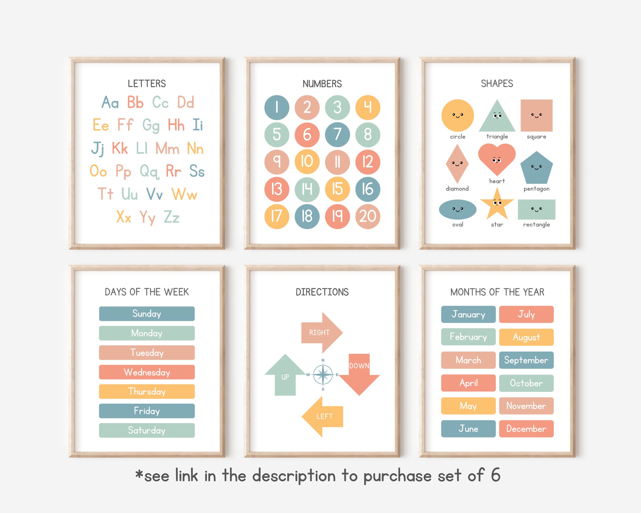 Set of 2 Educational Posters, Alphabet Poster, Letters Poster, Numbers ...