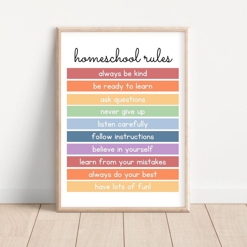 Homeschool Rules Poster, Homeschool Printables, Homeschool Wall Art ...