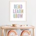 Read Learn Grow, Reading Corner Sign, Reading Nook Art, Lets Read Sign ...