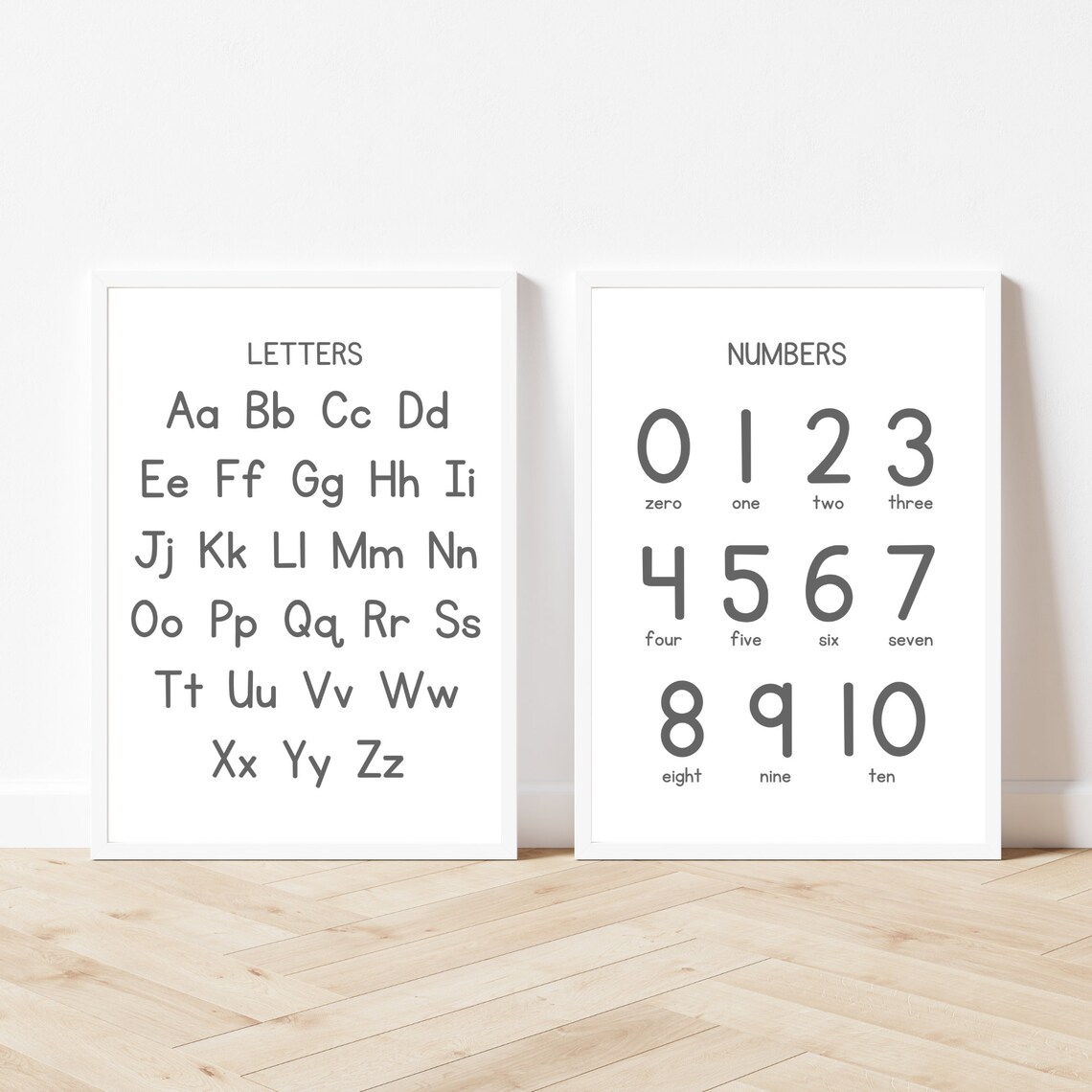 Set of 2 Educational Posters, Alphabet Poster, Letters Poster, Numbers ...