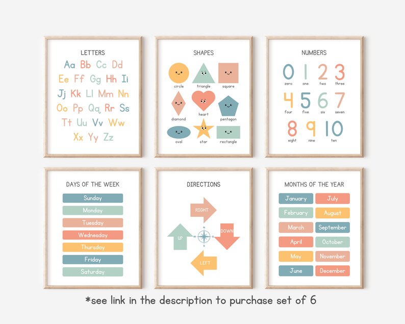 Set of 2 Educational Posters, Alphabet Poster, Letters Poster, Numbers ...