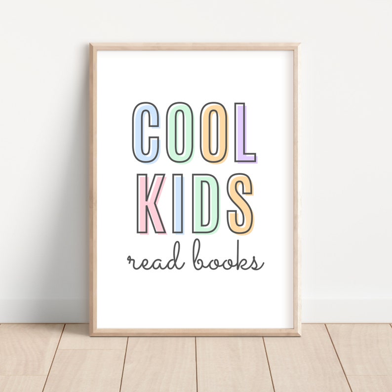 Cool Kids Read Books, Reading Corner Sign, Reading Corner Wall Art ...
