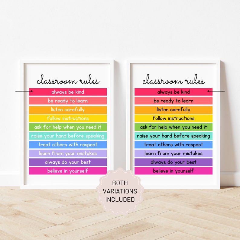 Classroom Rules Poster, Class Rules Printable, Classroom Wall Art ...