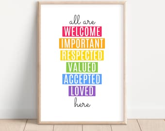 Everyone is Welcome Here Poster - Etsy