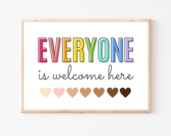 Everyone is Welcome Here, Classroom Poster, Inclusion Poster, Diversity ...