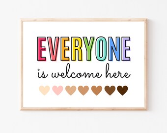 Everyone is Welcome Here Poster - Etsy