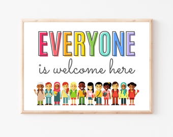 All Are Welcome Here Sign, Classroom Poster, Inclusion Poster ...