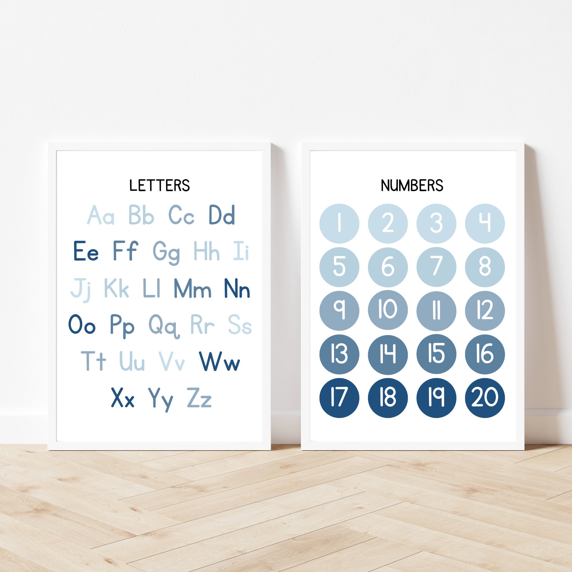 Set of 6 Educational Wall Art, Educational Posters, Blue Classroom ...