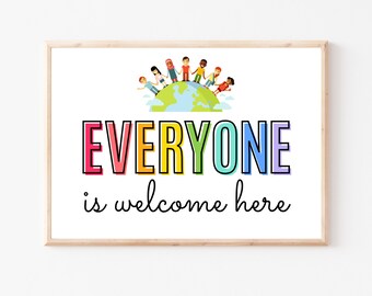 All Are Welcome Here Sign, Classroom Poster, Inclusion Poster ...
