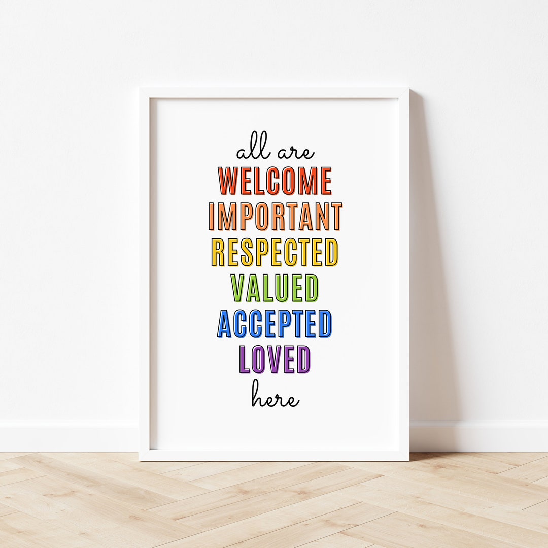 All Are Welcome Here Sign, Classroom Poster, Inclusion Poster ...