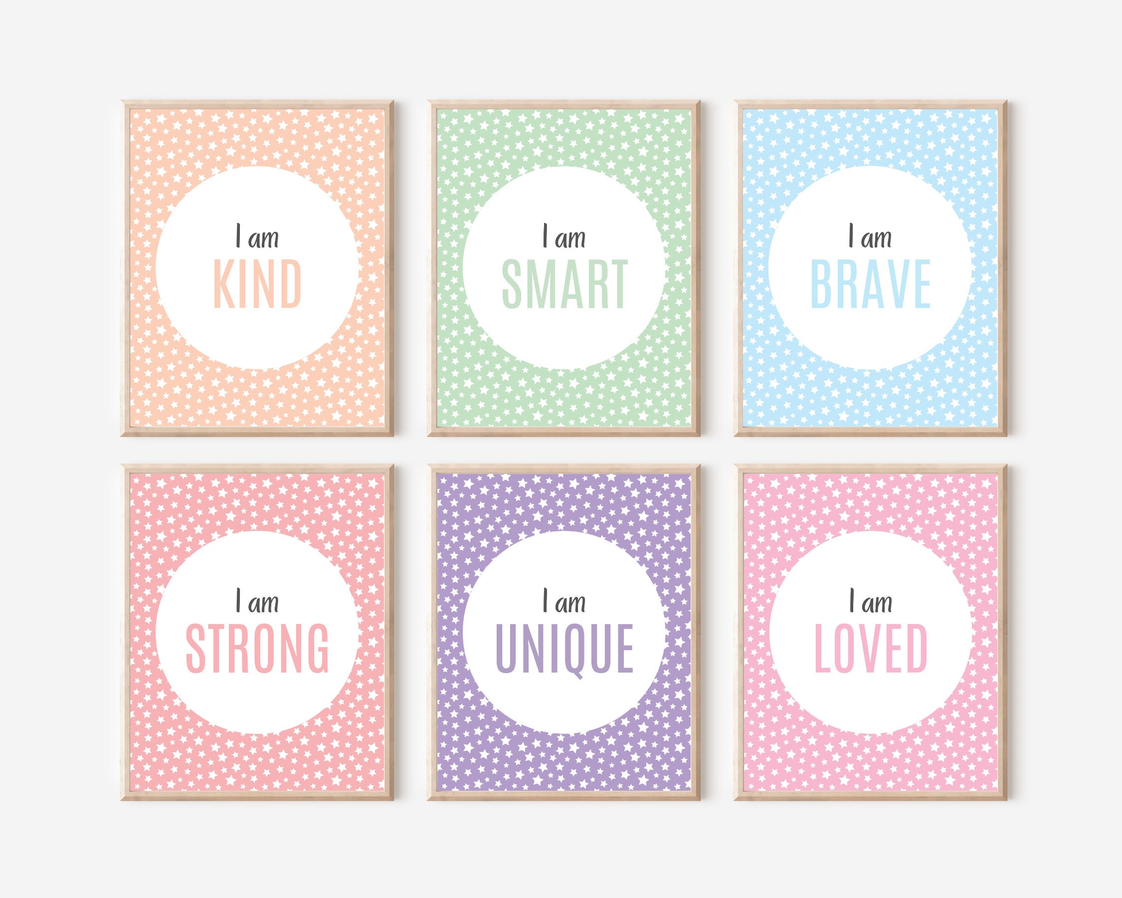 Positive Affirmations for Kids, Set of 6 Affirmation Posters, Kids ...