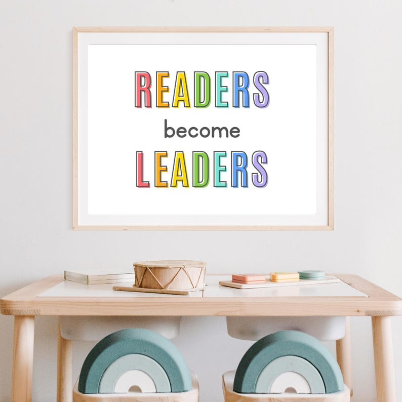 Readers Are Leaders, Reading Corner Sign, Reading Corner Wall Art ...