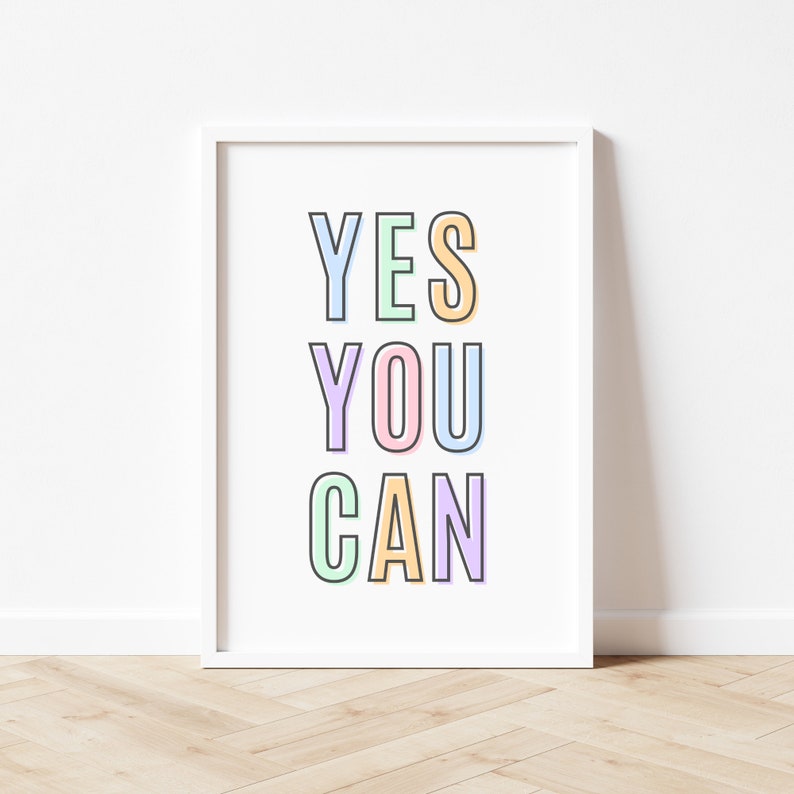 Yes You Can Sign, Yes You Can Print, Kids Positive Affirmations, Pastel ...
