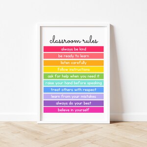 Classroom Rules Poster, Class Rules Printable, Classroom Wall Art ...