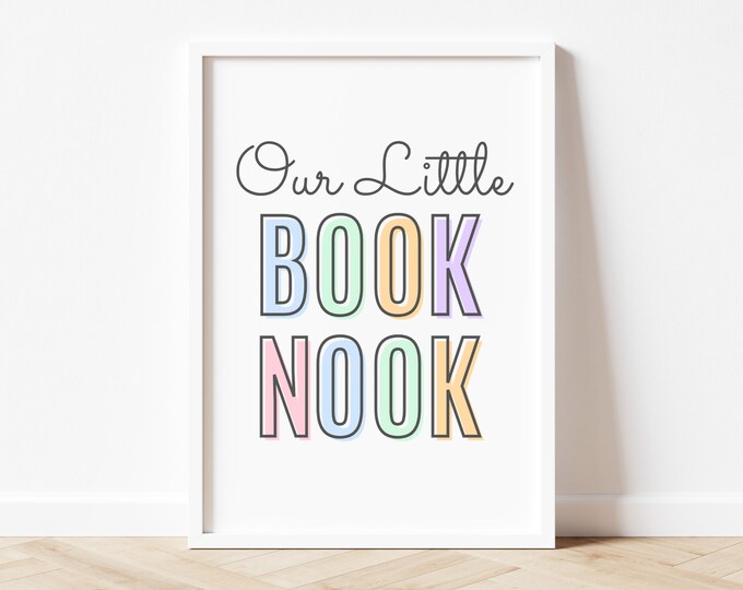 Lets Read Wall Art for Kids Book Nook Reading Corner Quote Playroom ...