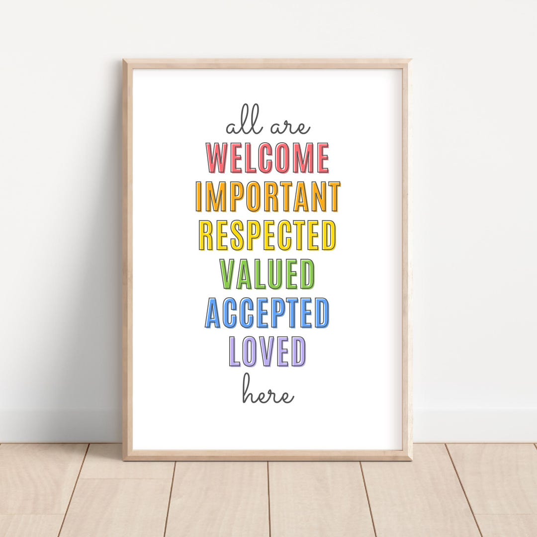 All Are Welcome Here Sign, Classroom Poster, Inclusion Poster ...