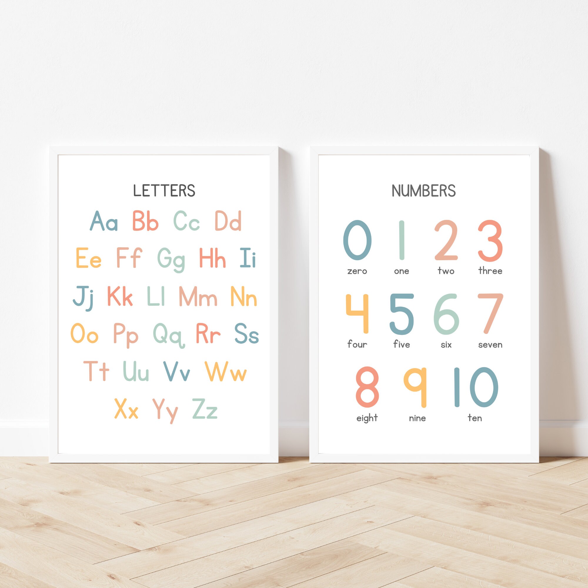 Set of 2 Educational Posters, Alphabet Poster, Letters Poster, Numbers ...