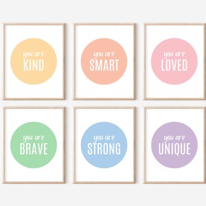 Affirmation Poster Set of 6, Pastel Affirmations Wall Art Printable ...