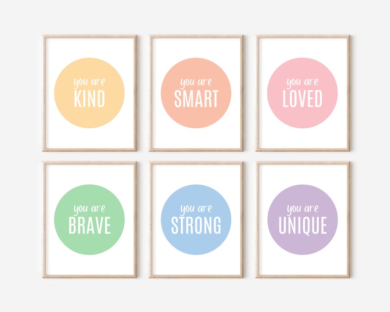 Affirmation Poster Set of 6, Pastel Affirmations Wall Art Printable ...