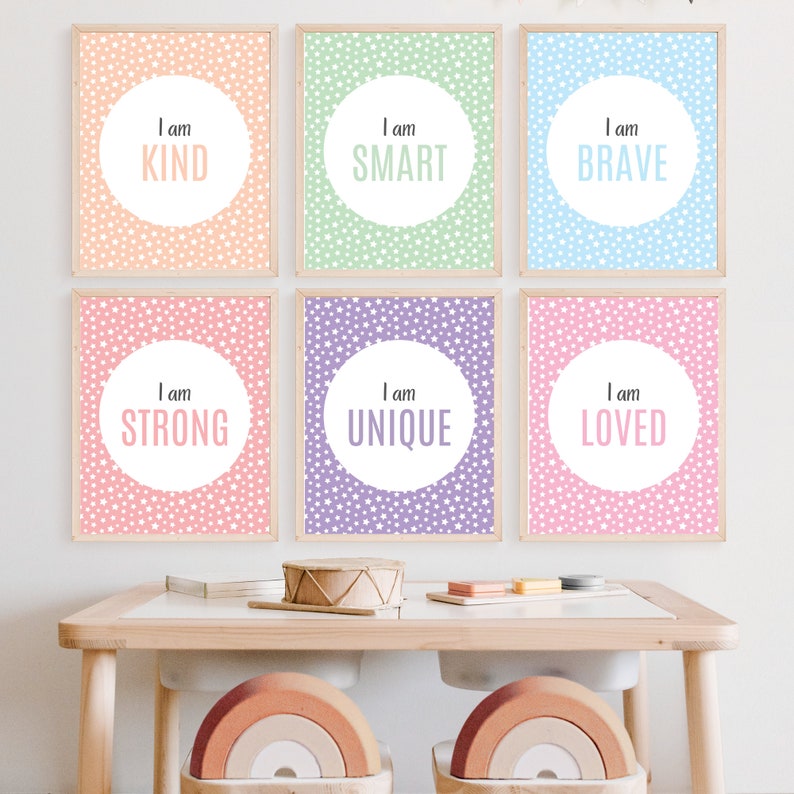 Positive Affirmations for Kids, Set of 6 Affirmation Posters, Kids ...
