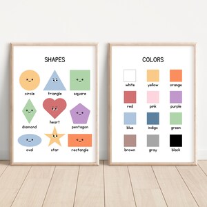 Educational Posters for Toddlers, Shapes Print, Colors Poster, Shapes ...