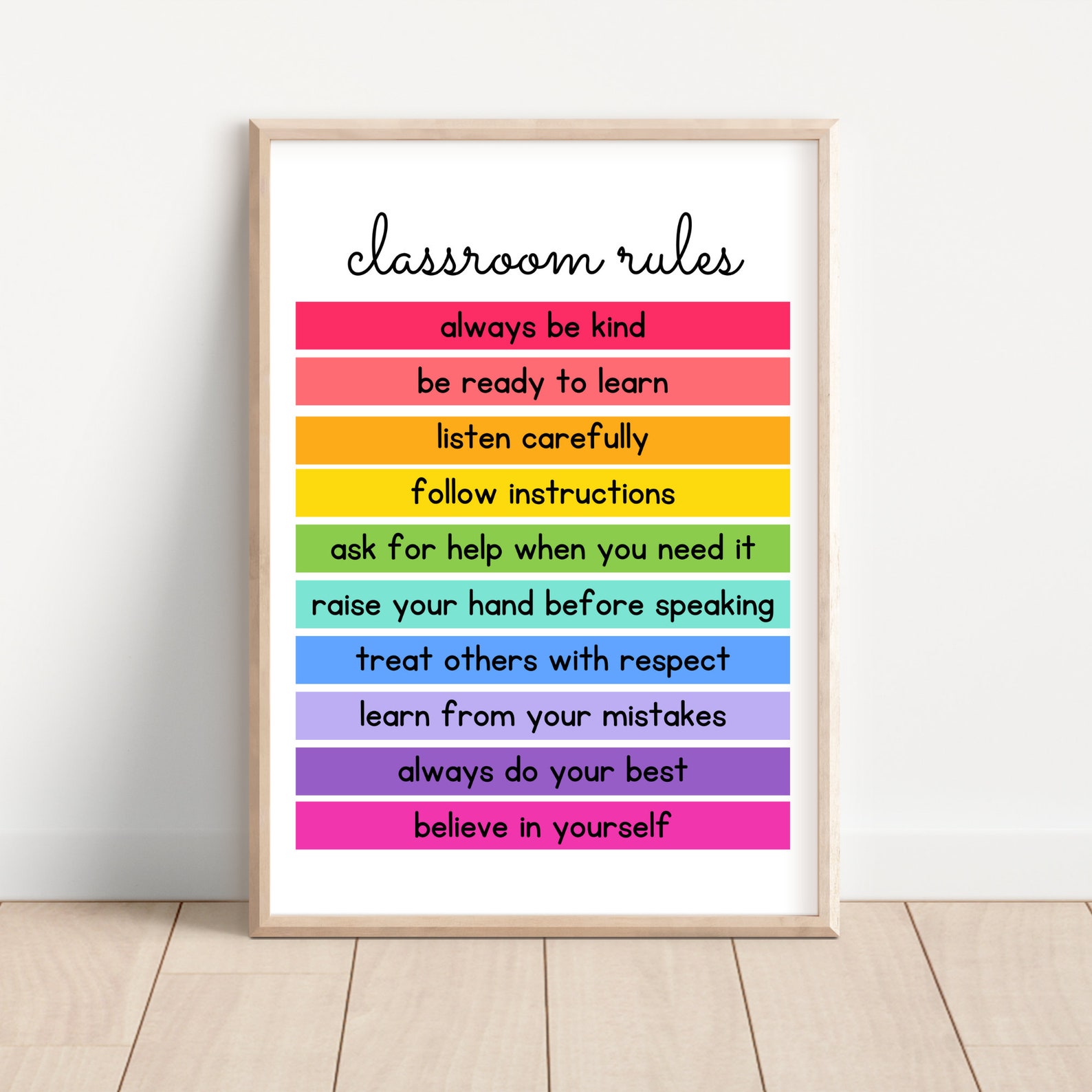 Classroom Rules Poster, Class Rules Printable, Classroom Wall Art ...