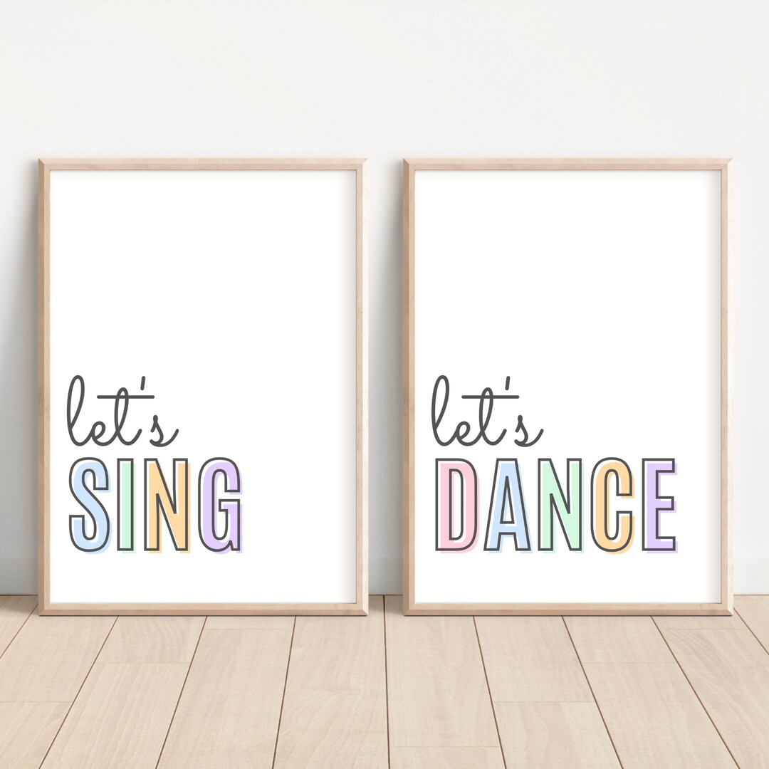 Let's Sing, Let's Dance Print Set of 2, Playroom Wall Decor, Let's ...