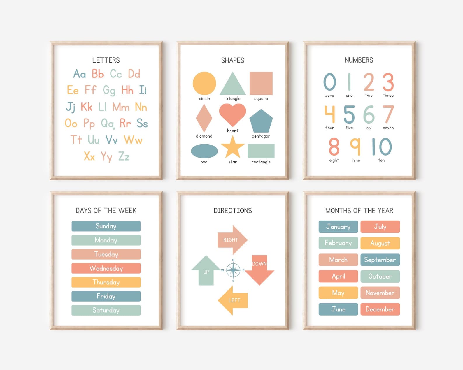 Set of 6 Educational Wall Art, Educational Posters, Classroom Posters ...
