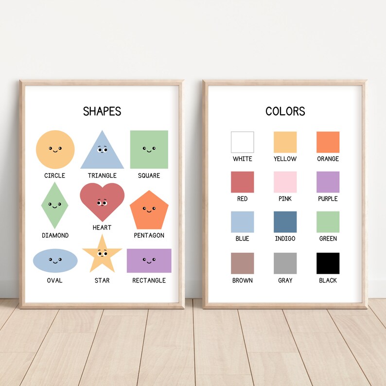 Educational Posters for Toddlers, Shapes Print, Colors Poster, Shapes ...