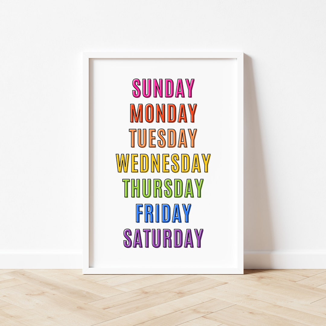 Days of the Week Printable, Educational Wall Art, Classroom Poster ...
