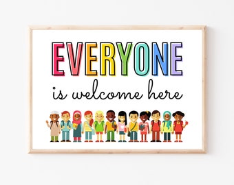 Everyone is Welcome Here Poster - Etsy