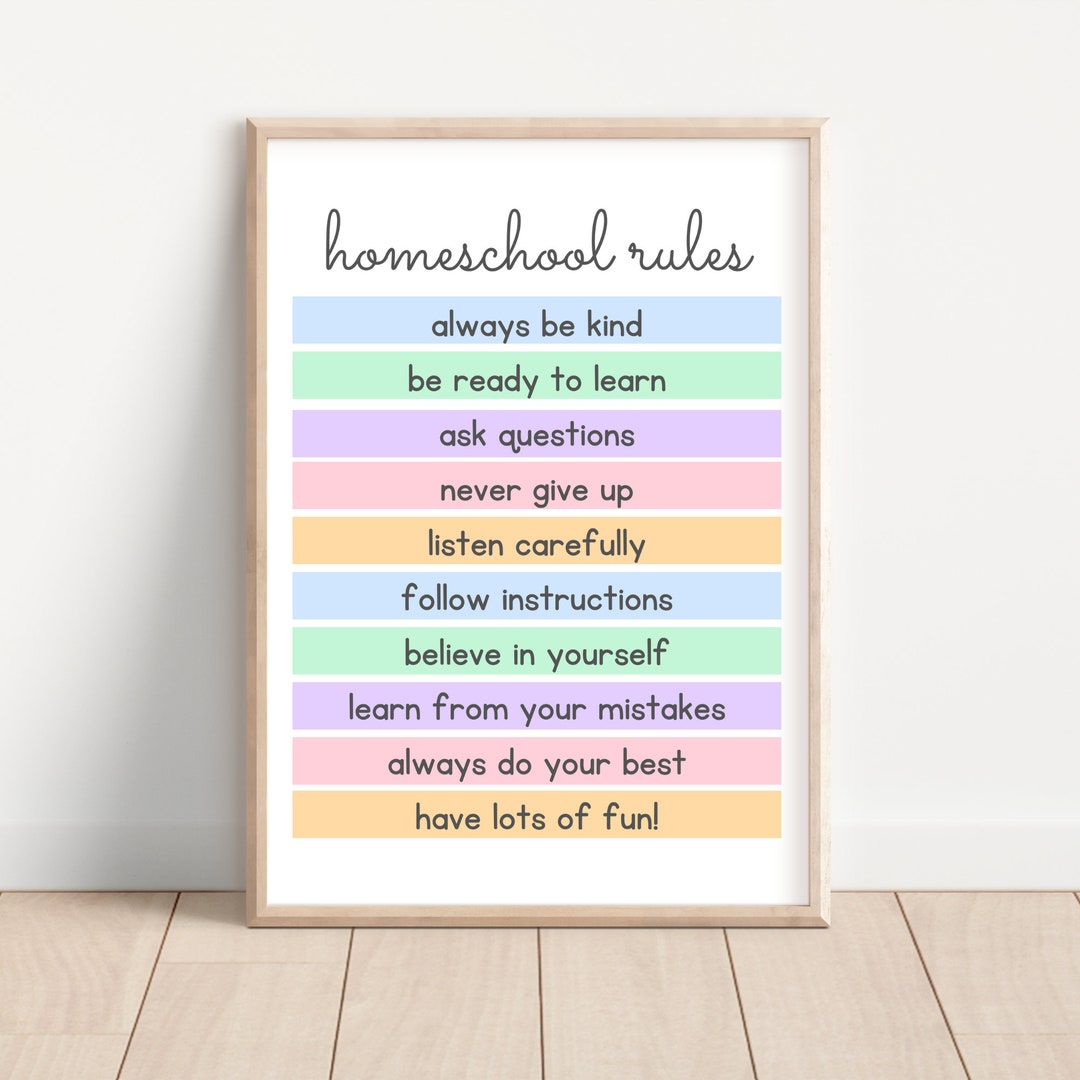 Homeschool Rules Poster, Homeschool Printables, Homeschool Wall Art ...