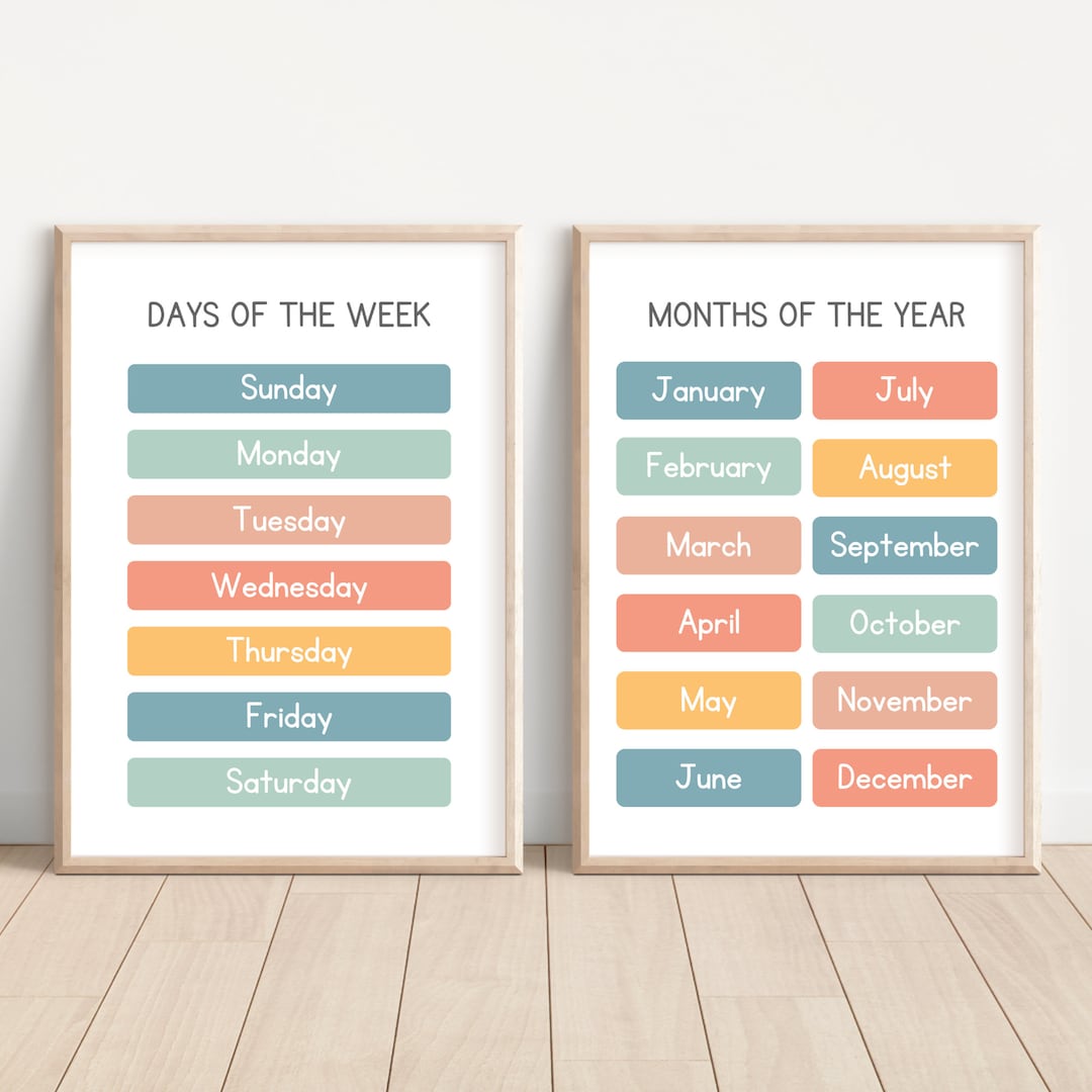 Months of the Year Poster, Days of the Week Poster, Classroom Posters ...