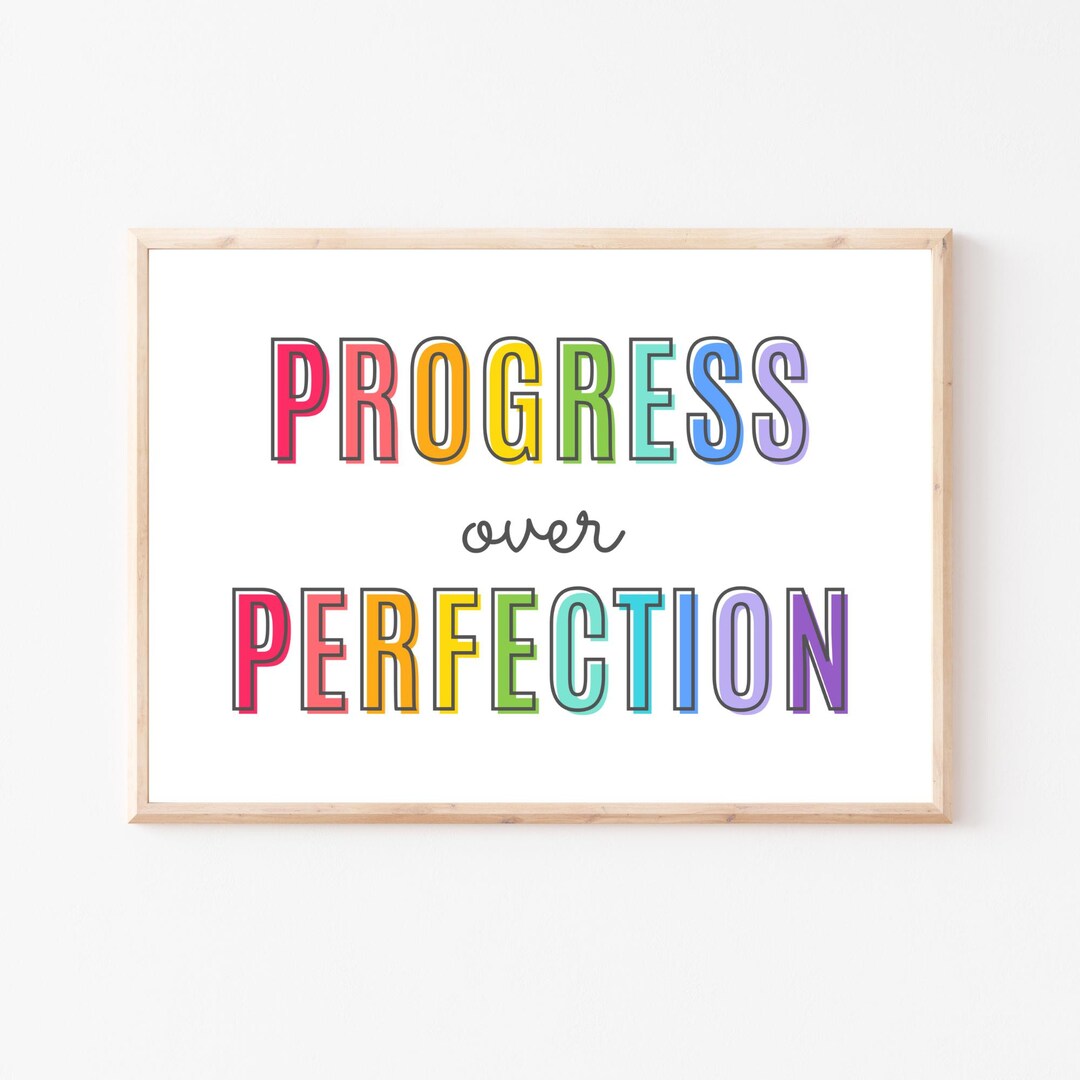 Progress Over Perfection, Classroom Poster, Inspirational Wall Art ...