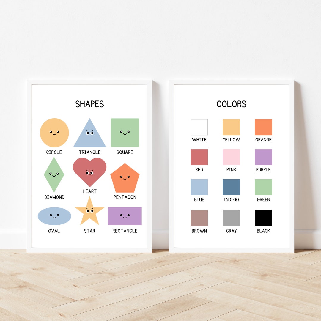 Educational Posters for Toddlers, Shapes Print, Colors Poster, Shapes ...