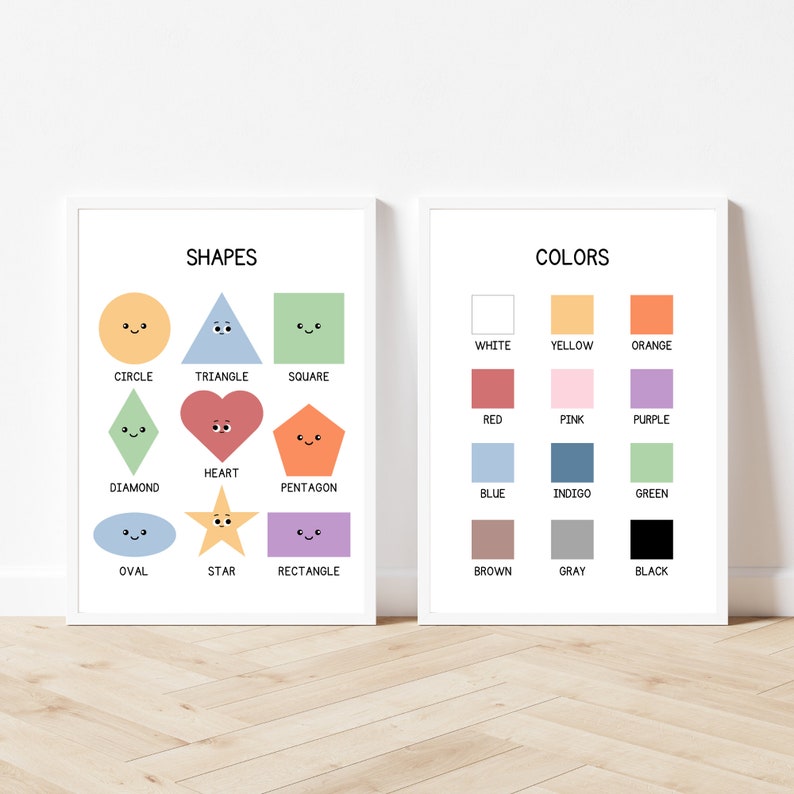 Educational Posters for Toddlers, Shapes Print, Colors Poster, Shapes ...