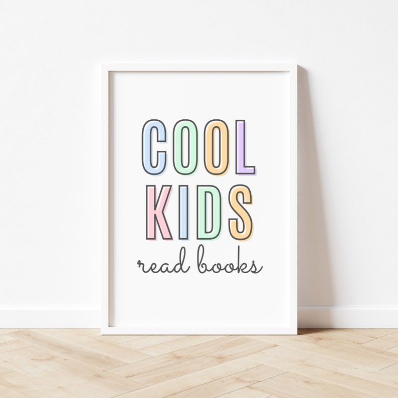 Cool Kids Read Books, Reading Corner Sign, Reading Corner Wall Art ...