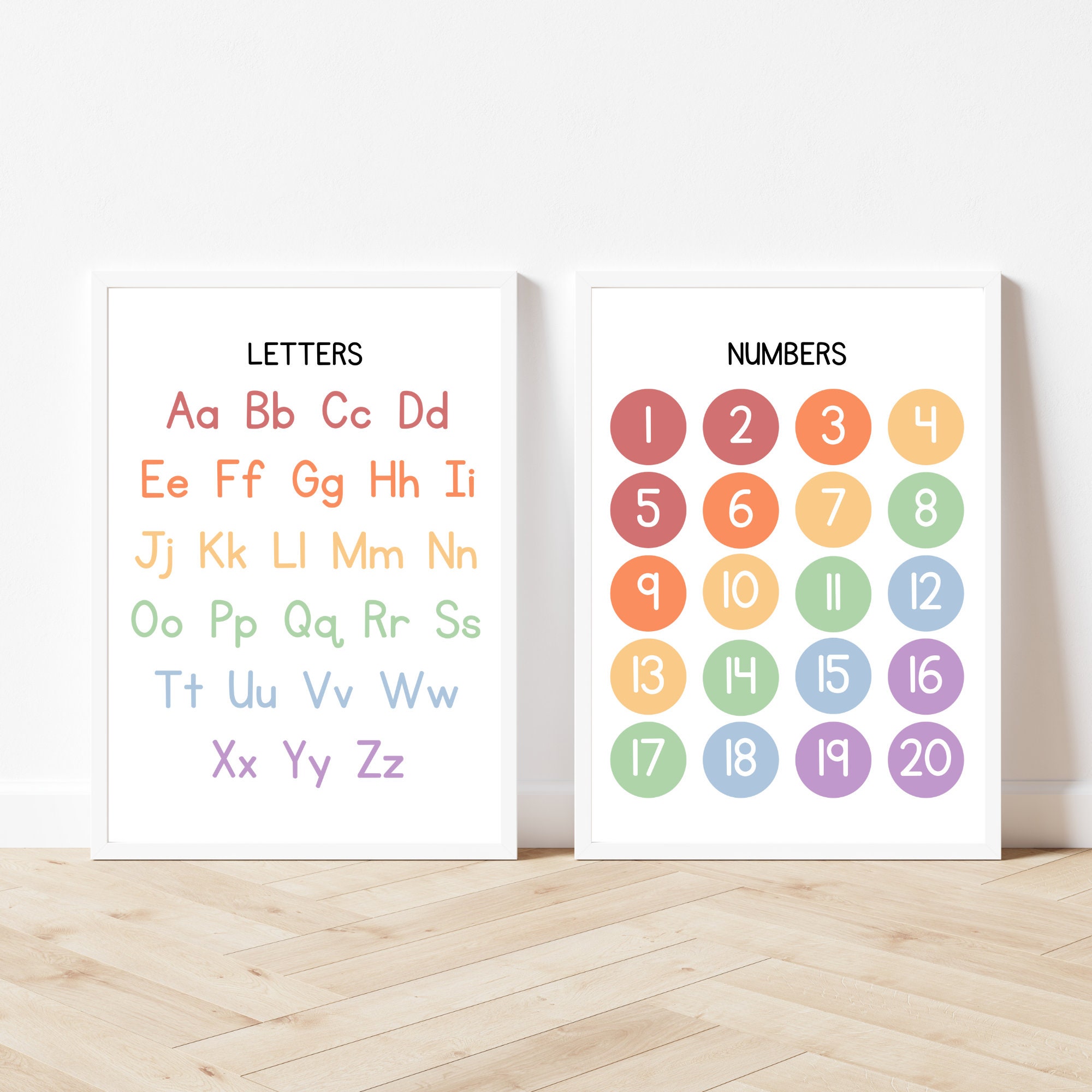 Set of 2 Educational Posters, Alphabet Poster, Letters Poster, Numbers ...