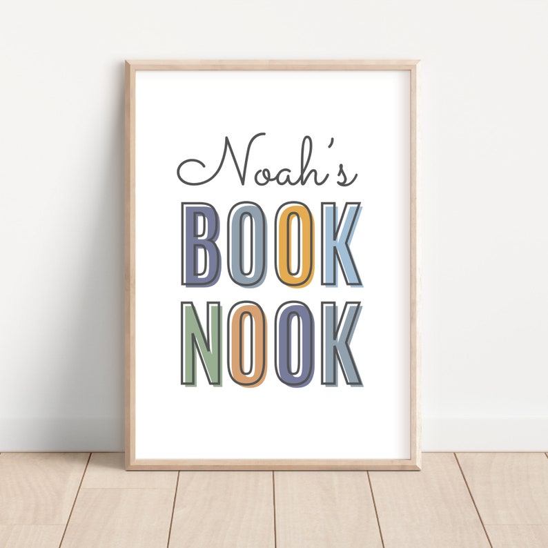 Personalized Reading Book Nook Print, Reading Nook Art, Boys Reading ...