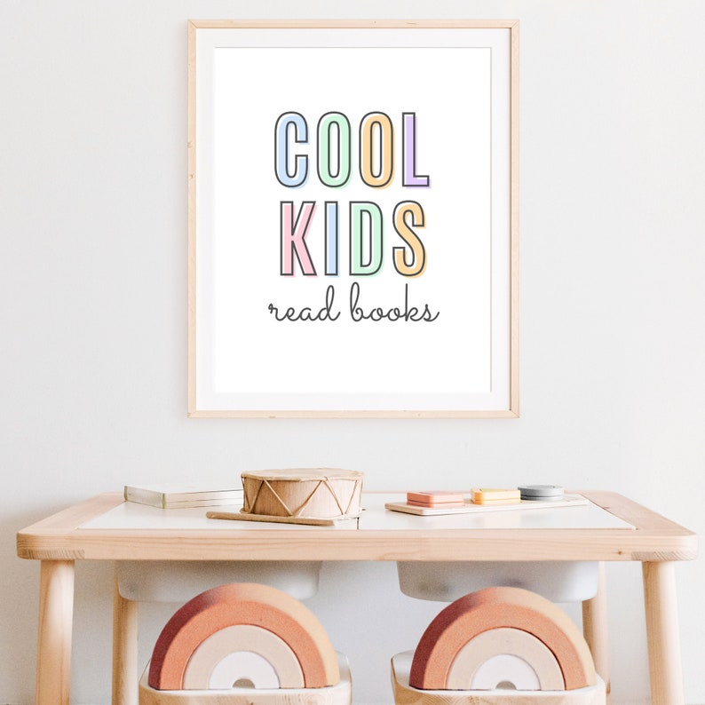 Cool Kids Read Books, Reading Corner Sign, Reading Corner Wall Art ...